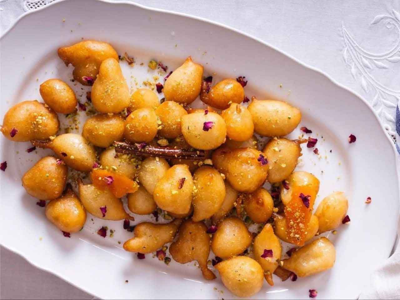 Turkish Lokma (Fried Dough Balls) with Syrup
