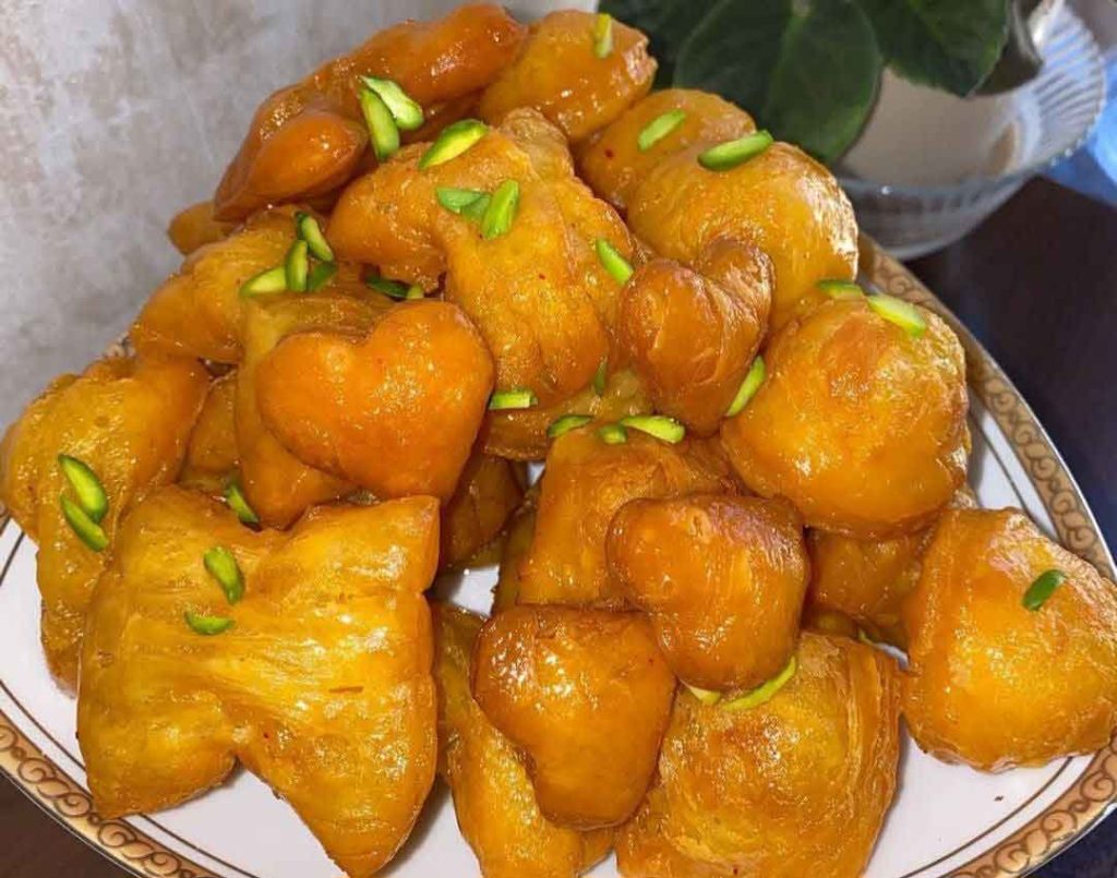 Turkish Lokma (Fried Dough Balls) with Syrup