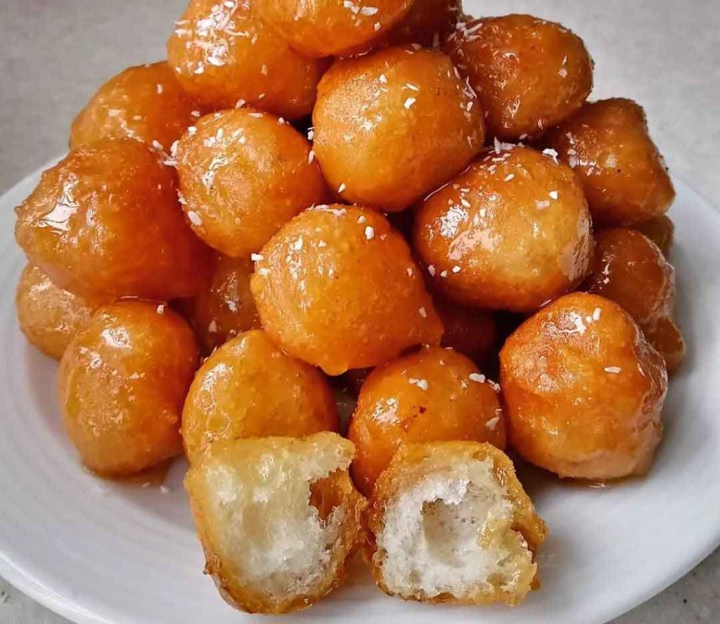 Turkish Lokma (Fried Dough Balls) with Syrup